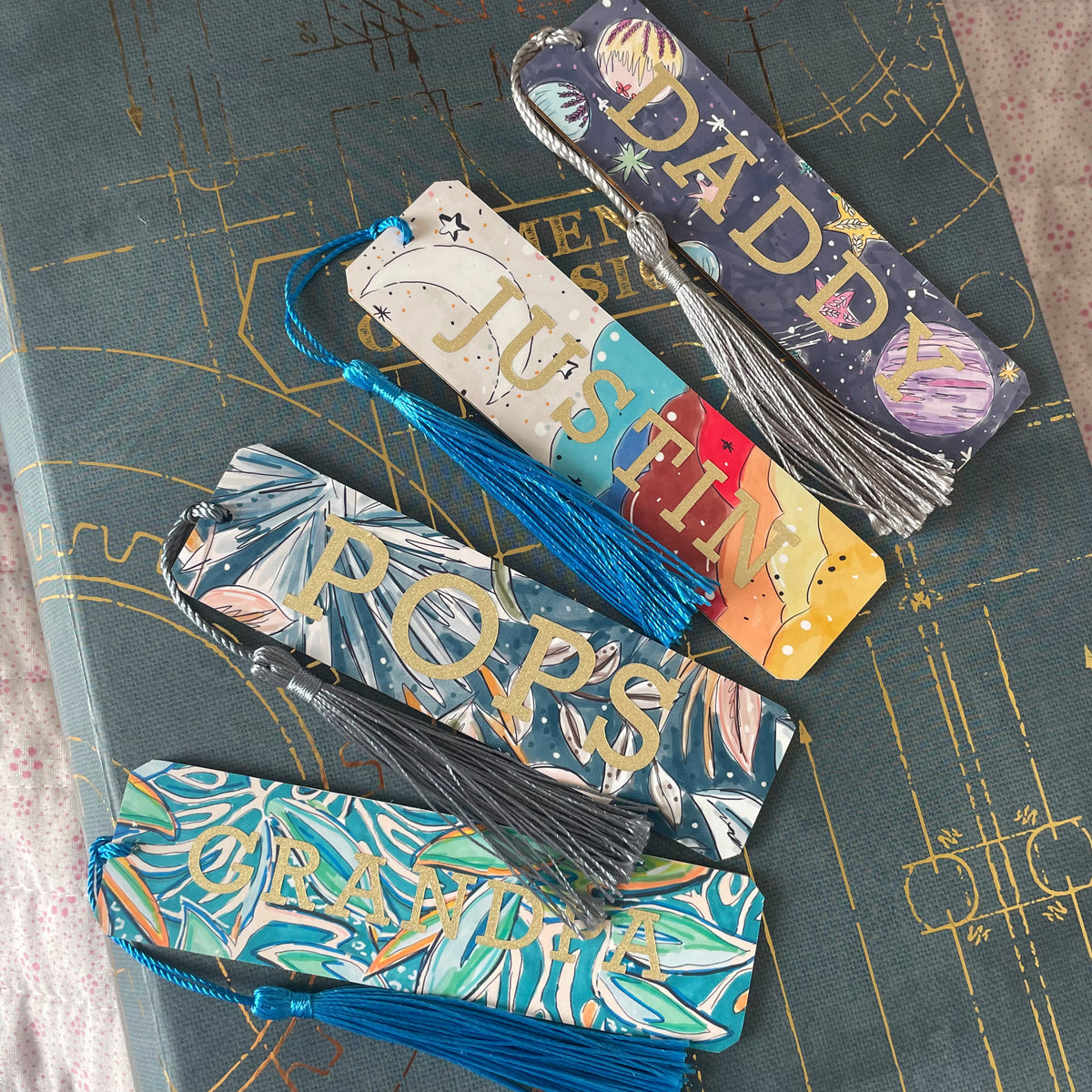 Personalised Father's Day Wooden Bookmark – Gem Pang Illustration