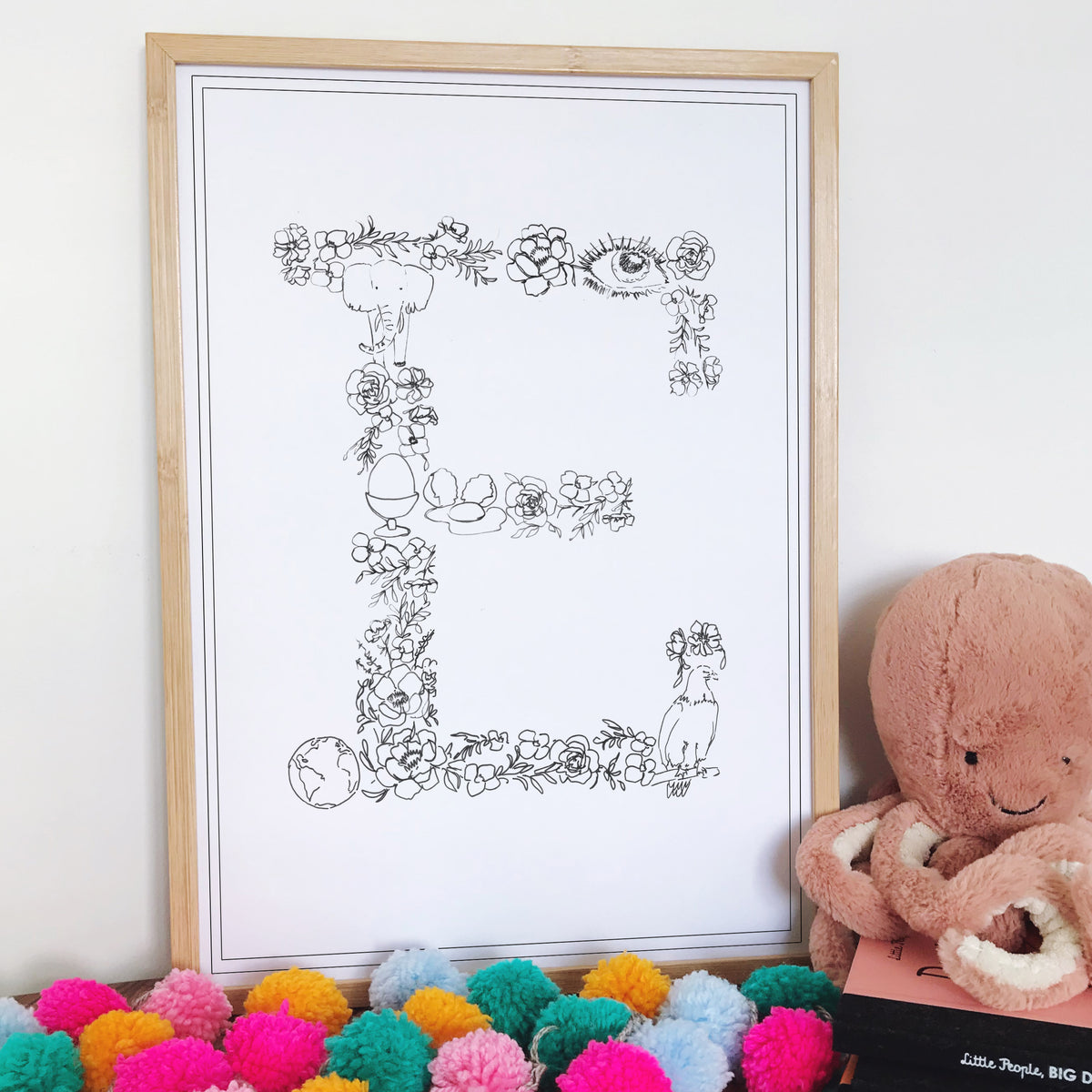 Line Drawing 'E' Print – Gem Pang Illustration