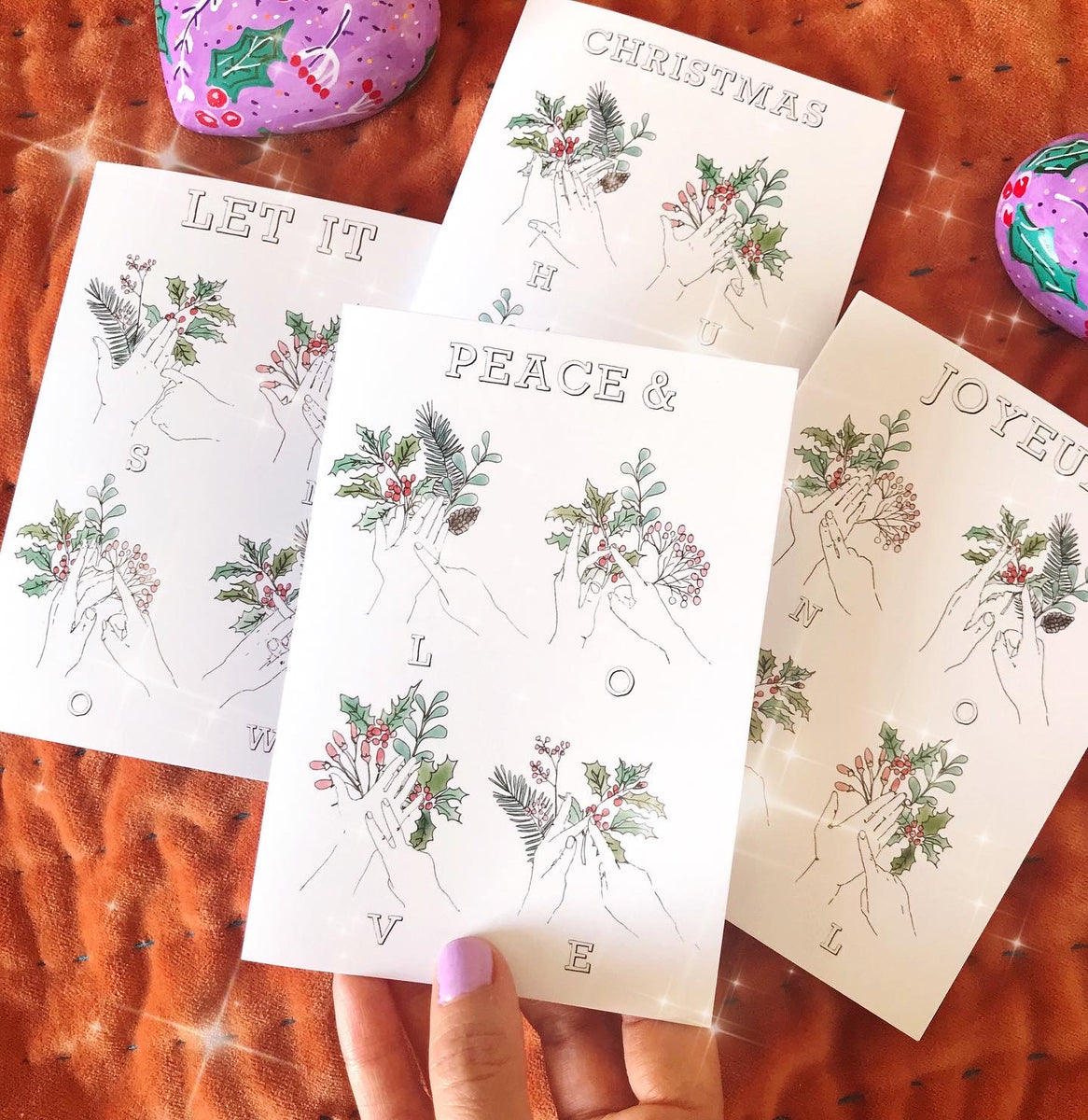 British Sign Language Christmas Card 4 Pack – Gem Pang Illustration