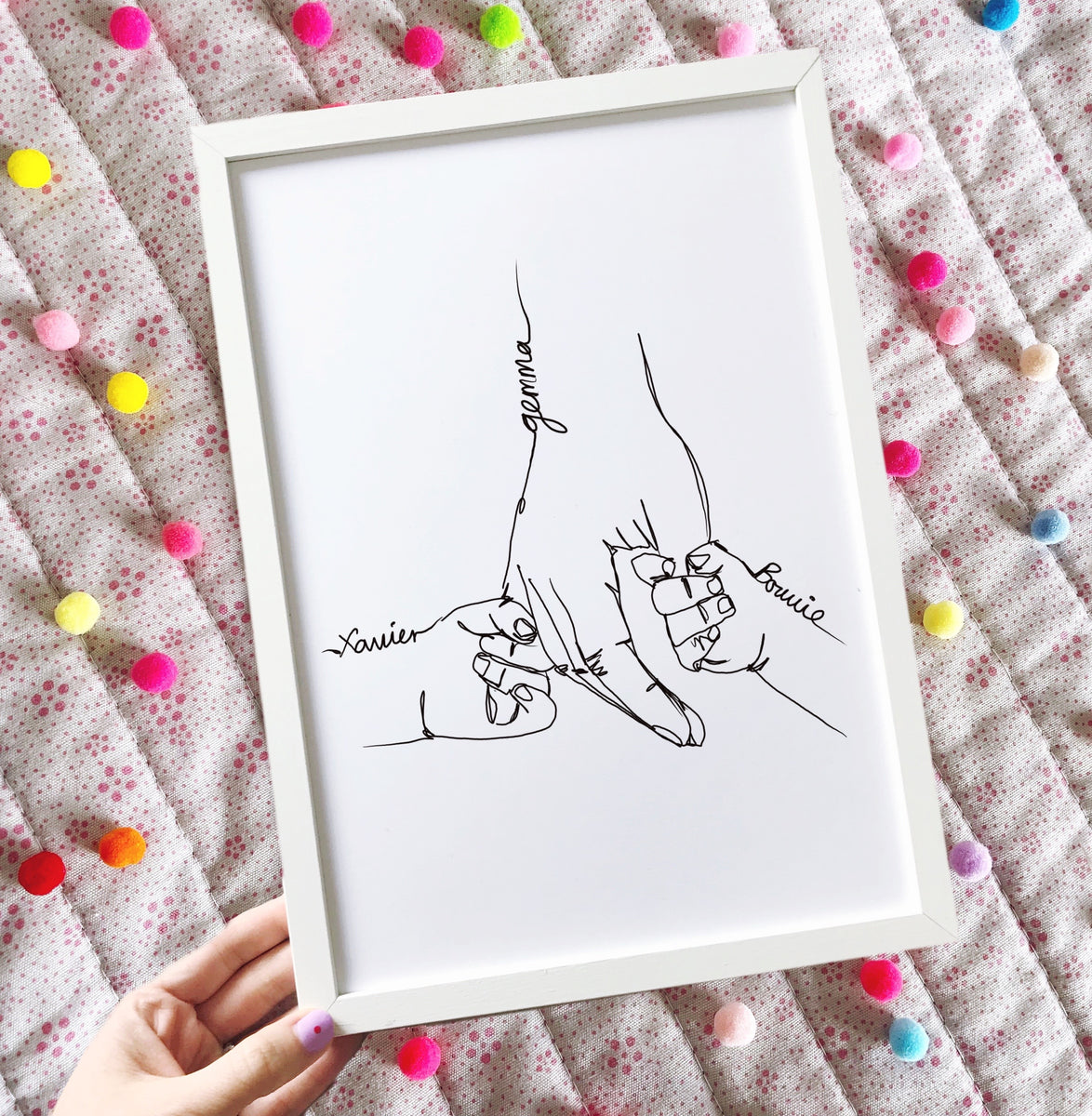 Adult and 2 Children Personalised Line Drawing Print – Gem Pang ...