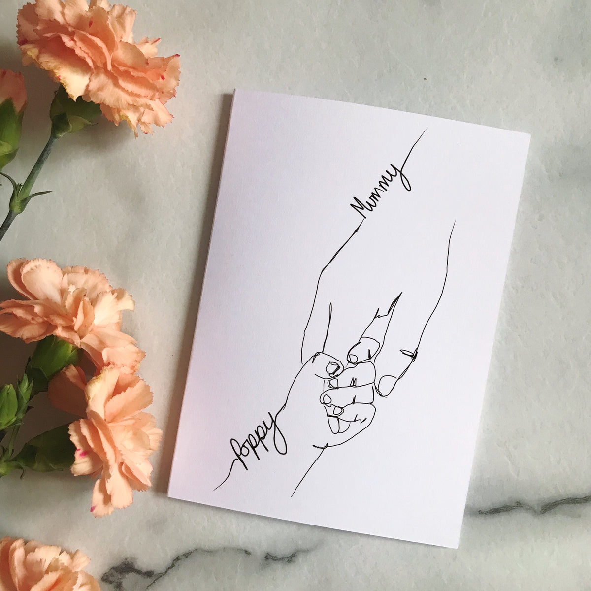 Adult and Child Personalised Line Drawing CARD – Gem Pang Illustration